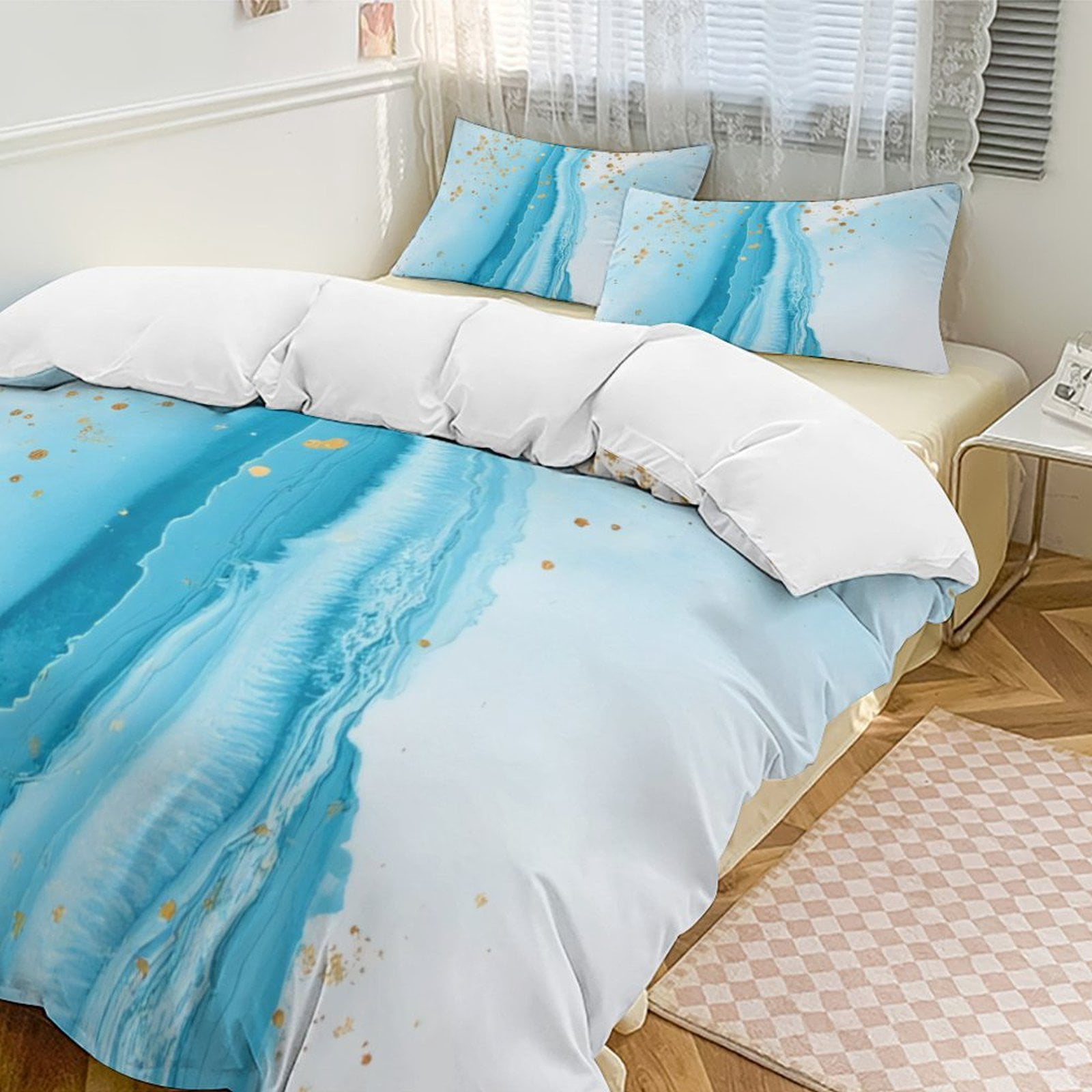 Blue Marble Gold Glitter Art-1 Duvet Cover Set Bedding Set Polyester ...