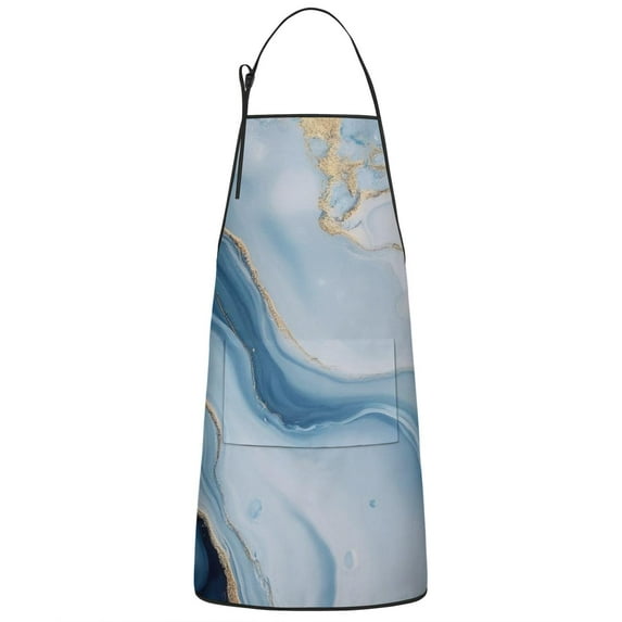 Blue Marble Gold Line Pattern Apron-Garden Aprons for Women with ...