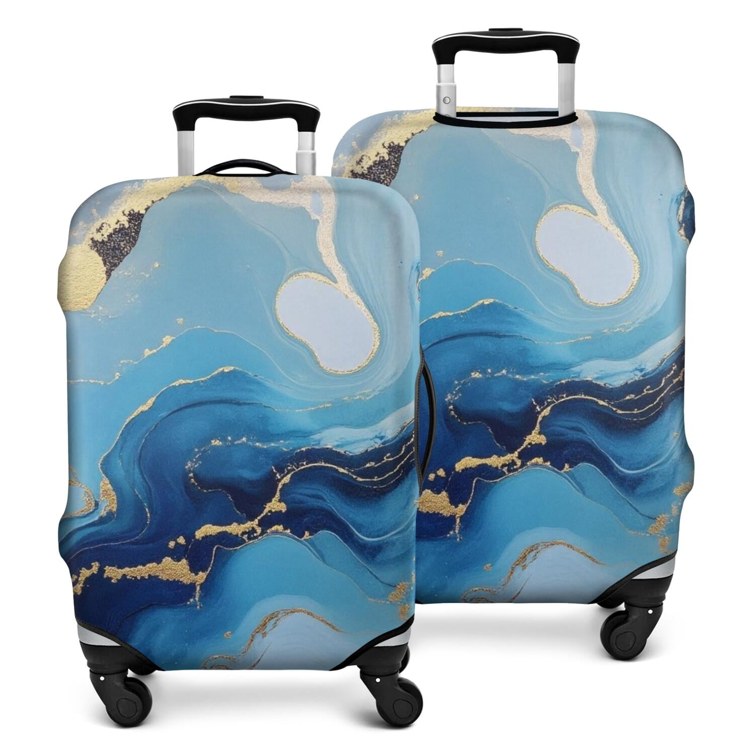 Blue Marble Gold Line Pattern Luggage Cover Fashion Suitcase Cover ...