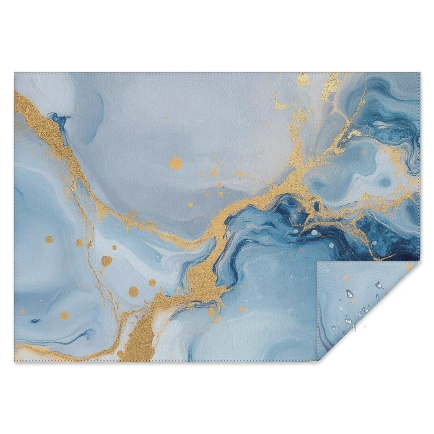 Blue Marble Gold Line Pattern Rectangle Tablecloth 60"x84",Waterproof ...