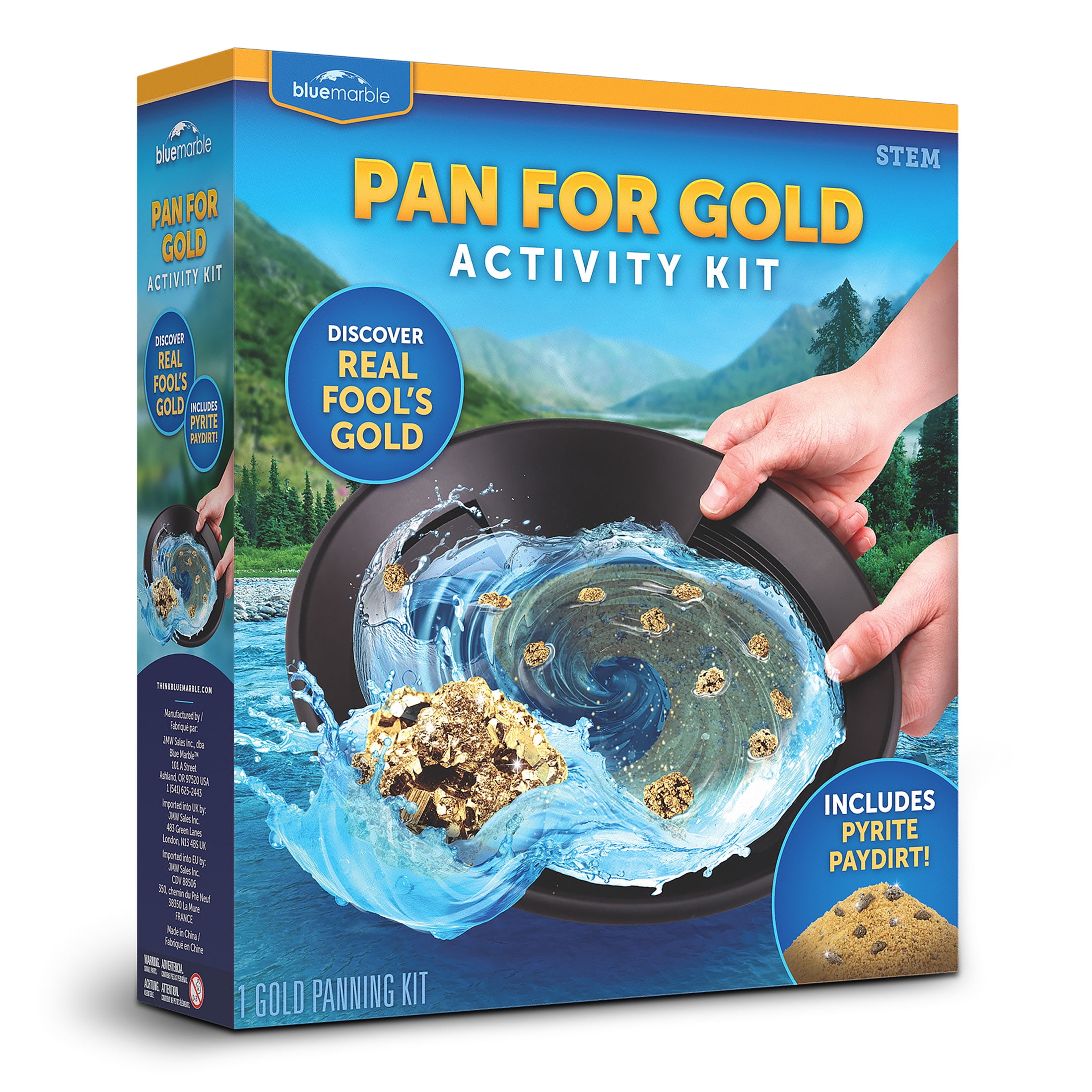 Blue Marble Gold Panning Kit for Kids with Pay Dirt with Real Pyrite ...