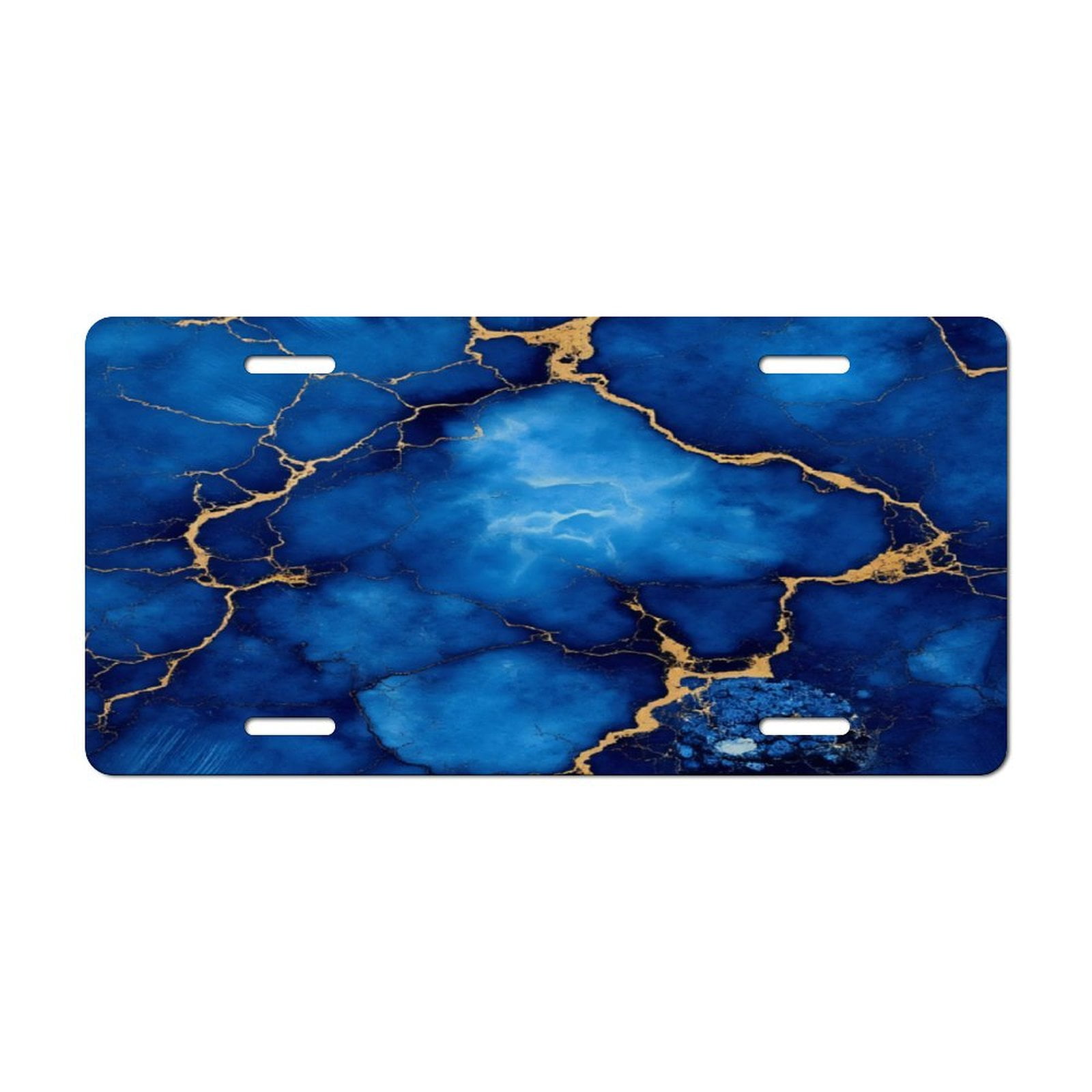 Blue Marble Gold Vein Art-2 Car Decorative Front License Plate,Vanity ...