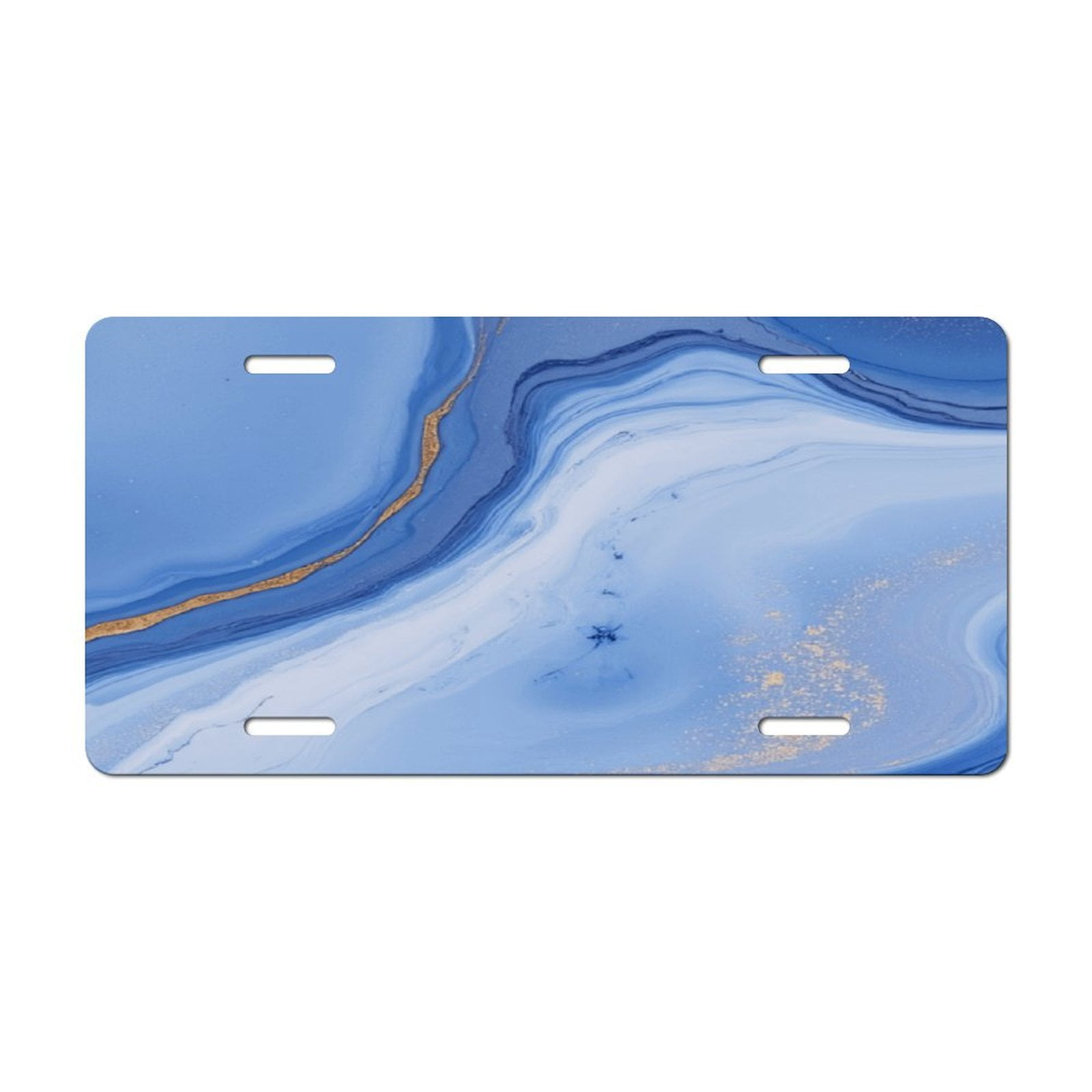 Blue Marble Gold Vein Art-4 Car Decorative Front License Plate,Vanity ...