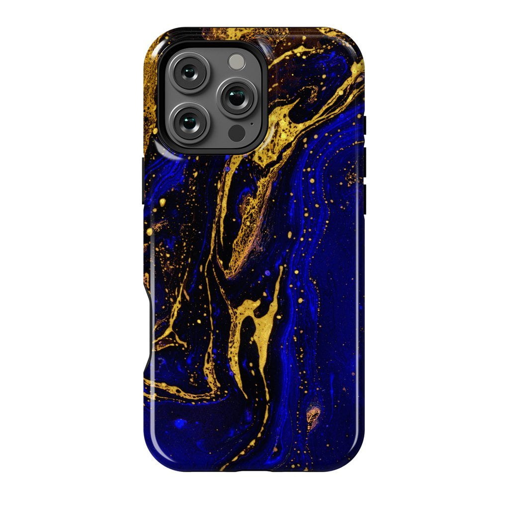 Blue Marble Gold Vein Texture iPhone Case 17 16 15 14 13 12 11 Pro Max ...