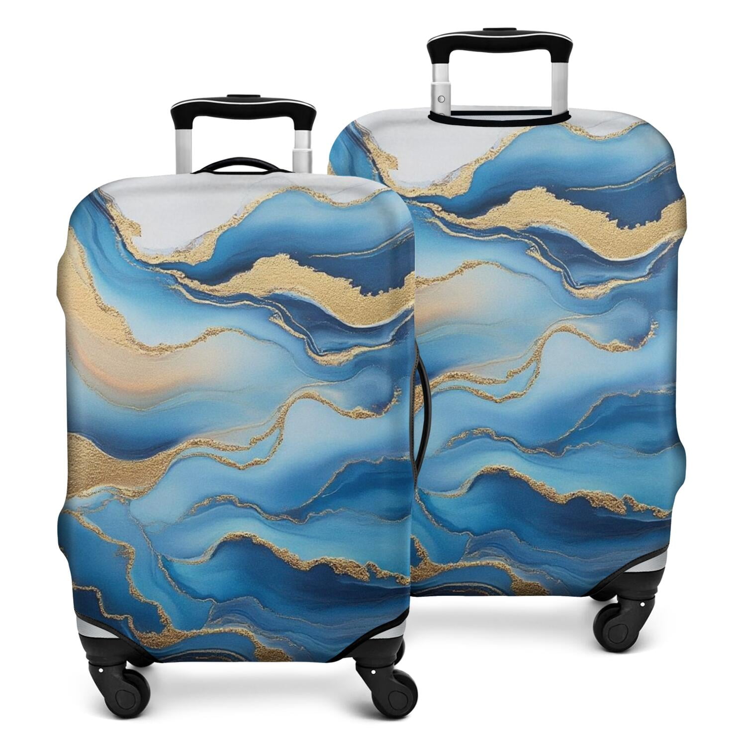Blue Marble Gold Wave Pattern Luggage Cover Fashion Suitcase Cover ...
