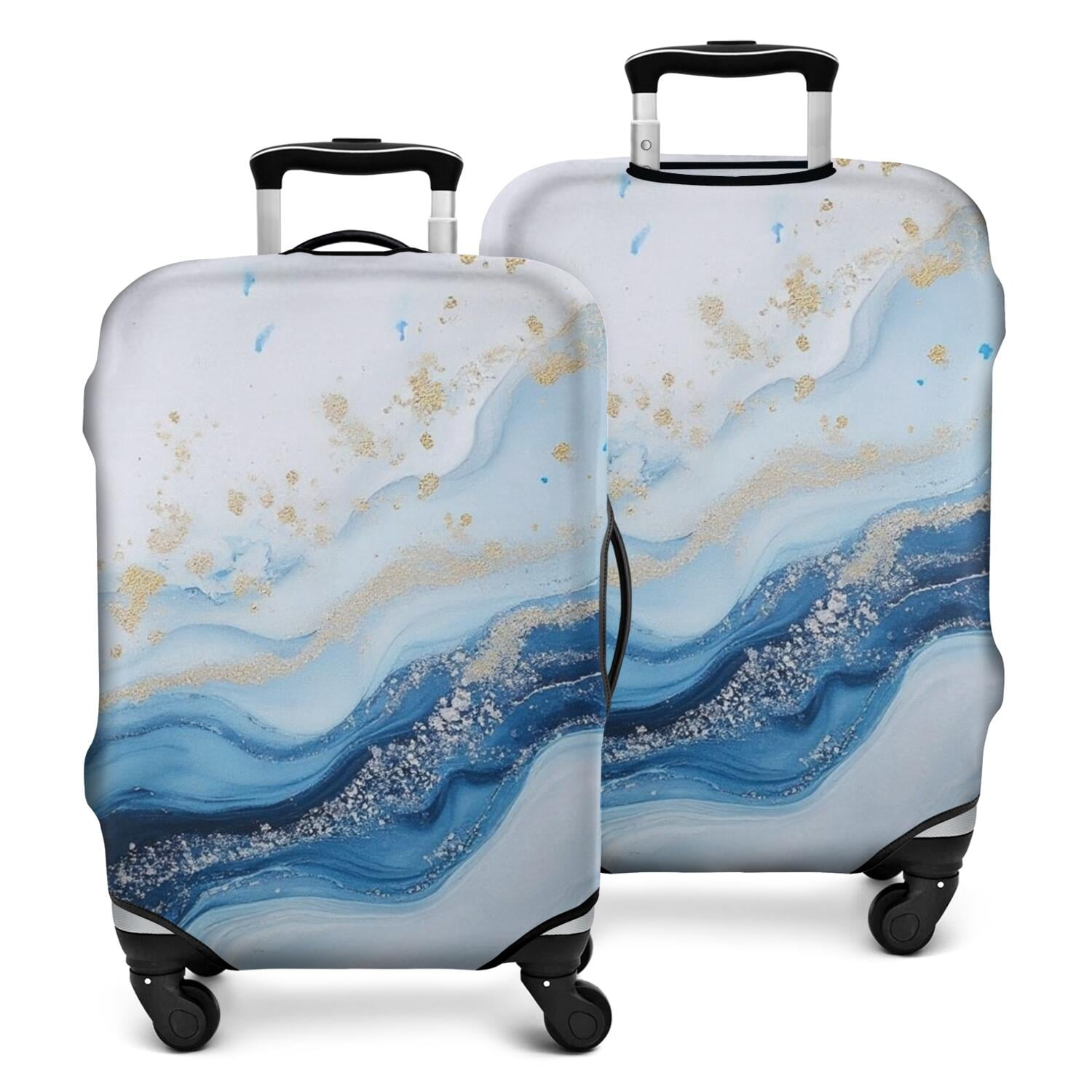 Blue Marble Gold Wave Pattern Luggage Cover Fashion Suitcase Cover ...