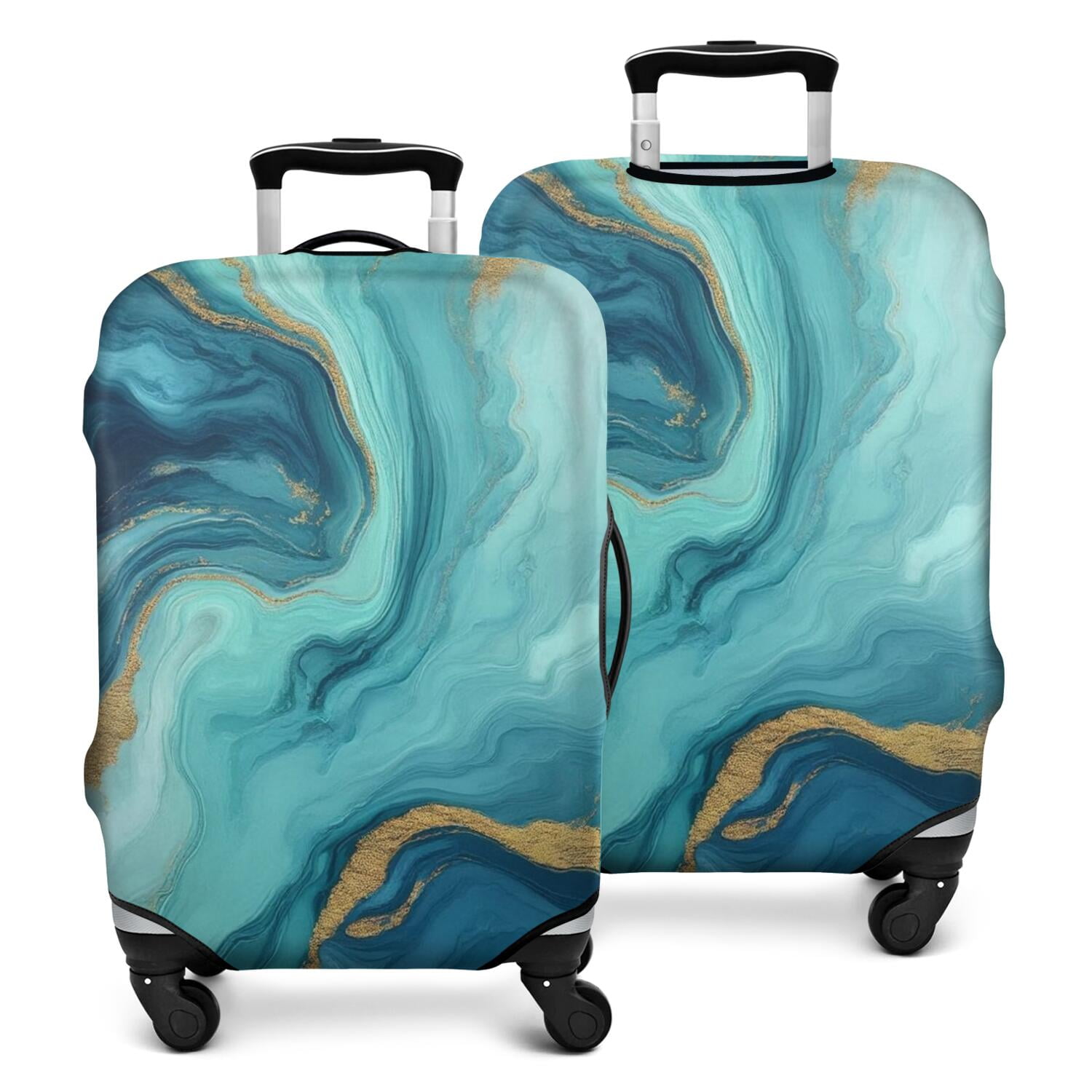 Blue Marble Gold Wave Pattern Luggage Cover Fashion Suitcase Cover ...