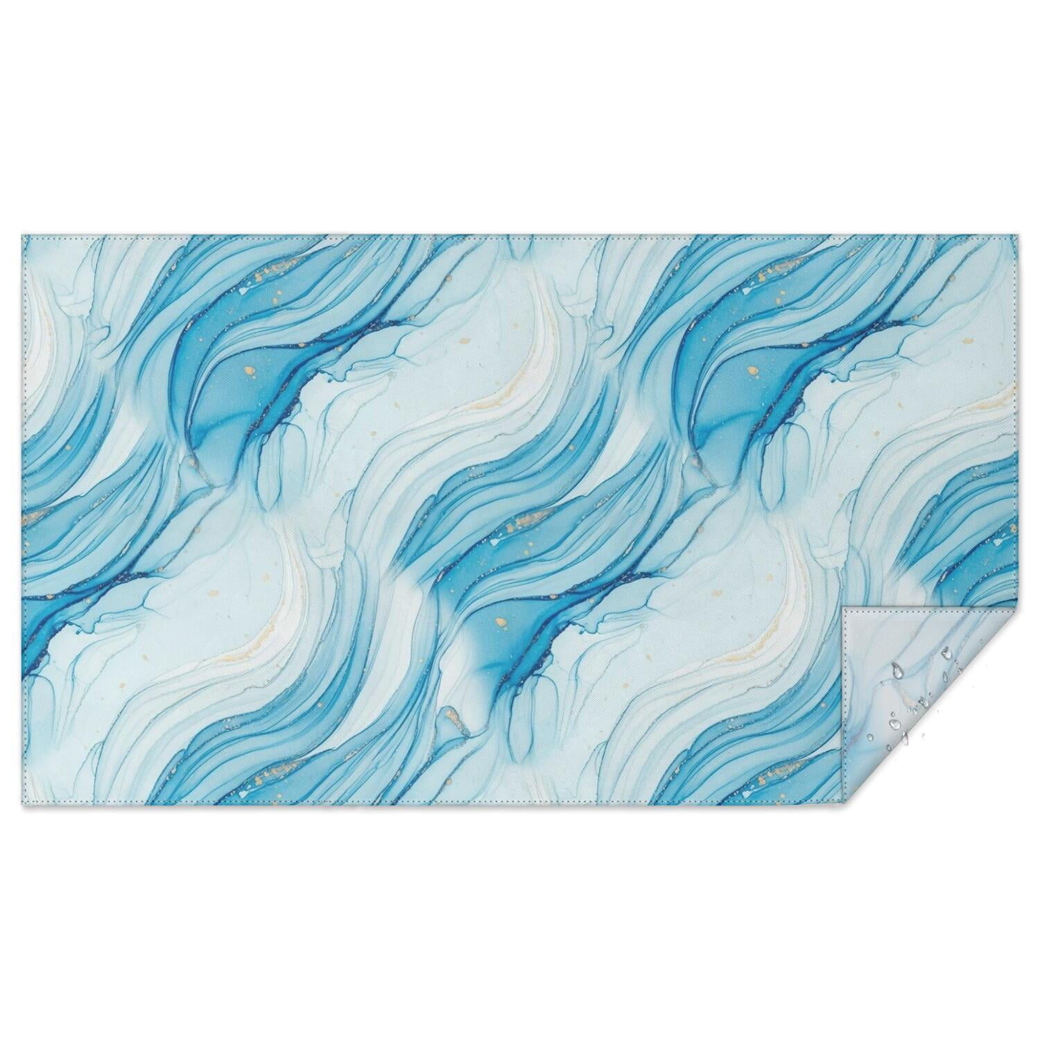 Blue Marble Gold Wave Pattern Rectangle Tablecloth 60"x102",Waterproof ...