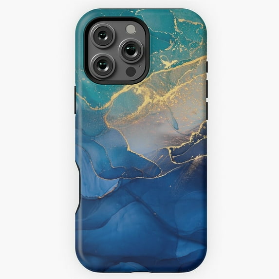 Blue Marble Ink Style Pattern iPhone Case 17 16 15 14 13 12 11 Pro Max ...