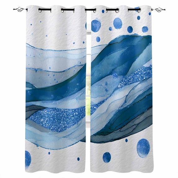 Blue Marble Kitchen Curtains Modern Gradient Abstract Art Chic Texture ...