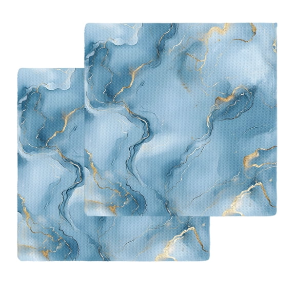 Blue Marble Kitchen Dish Towels for Drying Dishes Set of 2, Ink ...