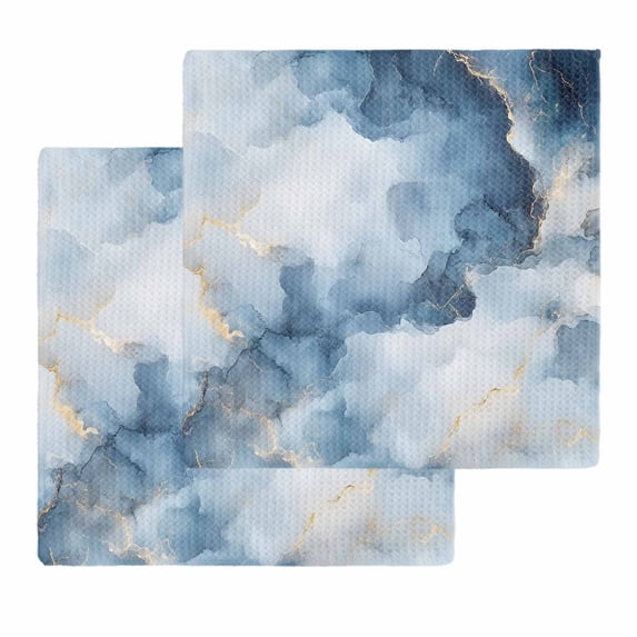 Blue Marble Kitchen Dish Towels for Drying Dishes Set of 2, Modern ...