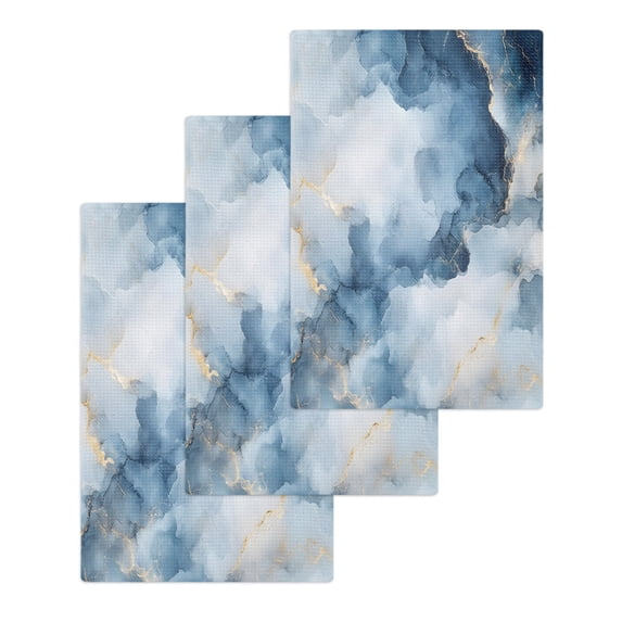 Blue Marble Kitchen Dish Towels for Drying Dishes Set of 3, Modern ...