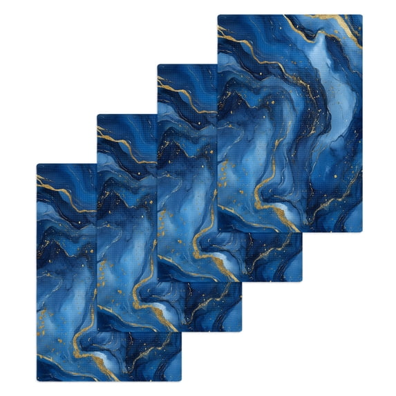 Blue Marble Kitchen Dish Towels for Drying Dishes Set of 4, Ink ...