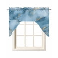 Blue Marble Kitchen Swag Valance for Window, Rod Pocket Short Kitchen ...