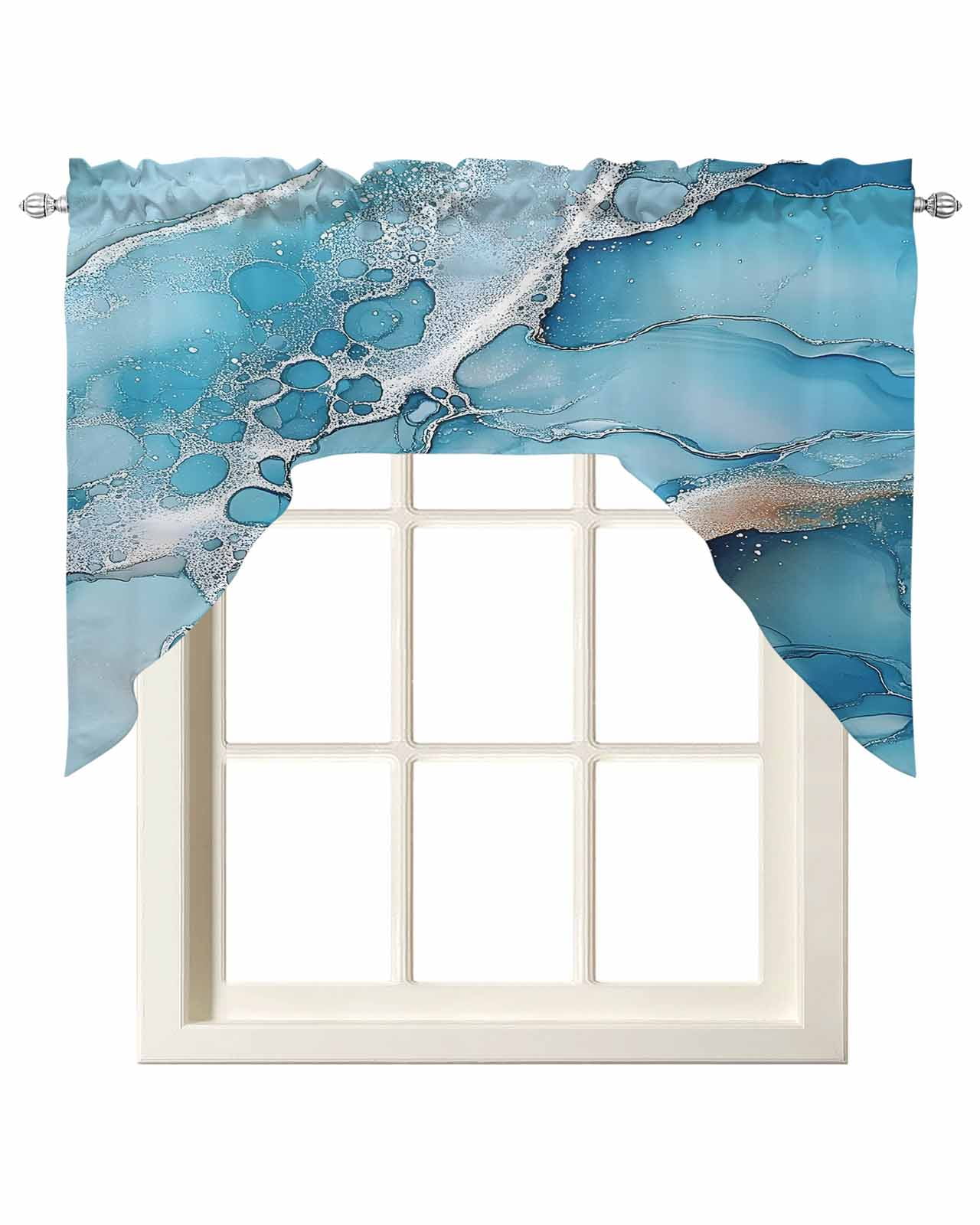 Blue Marble Kitchen Swag Valances for Windows, Contemporary Modern ...