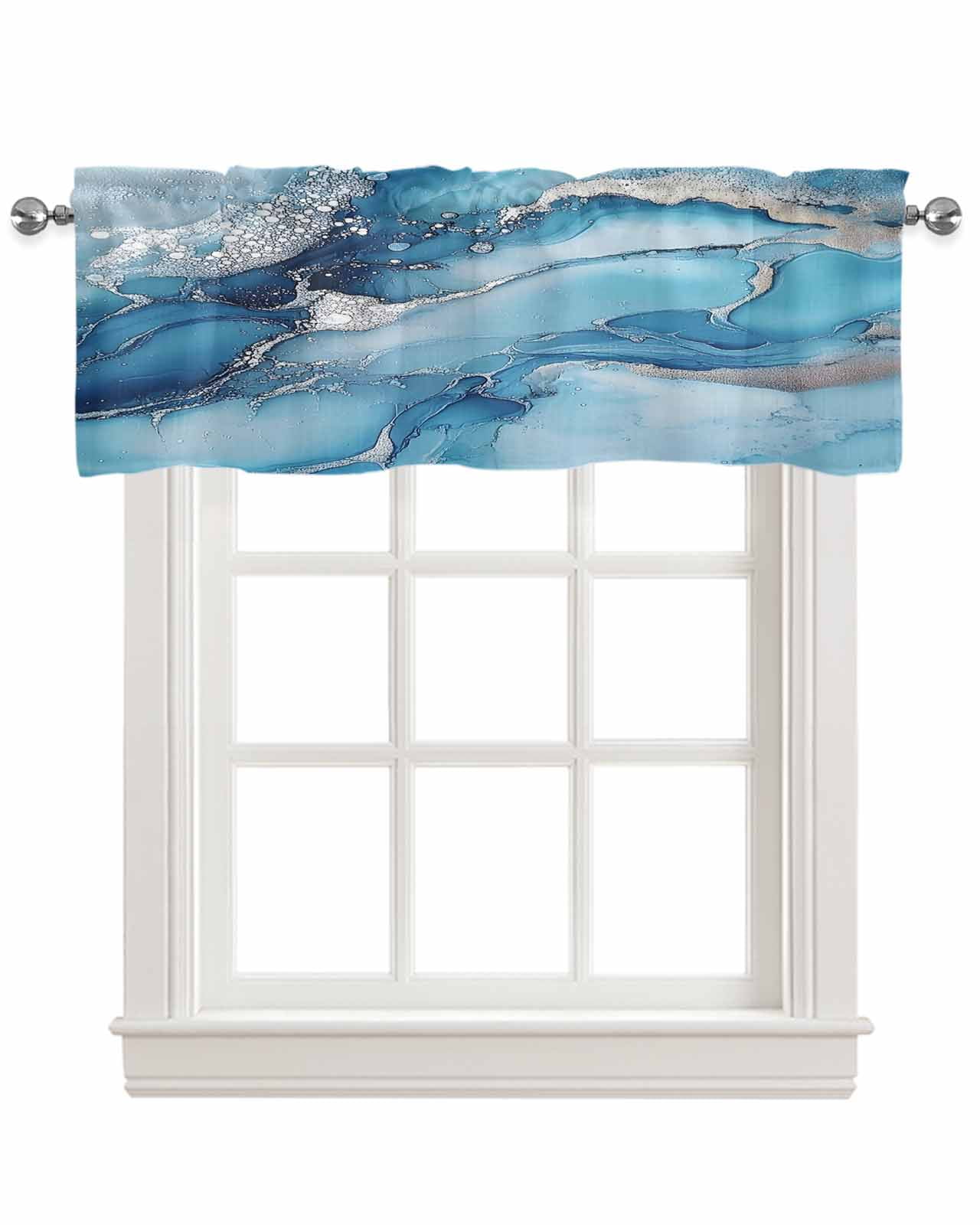 Blue Marble Kitchen Valances for Windows Farmhouse Linen Window Valance ...