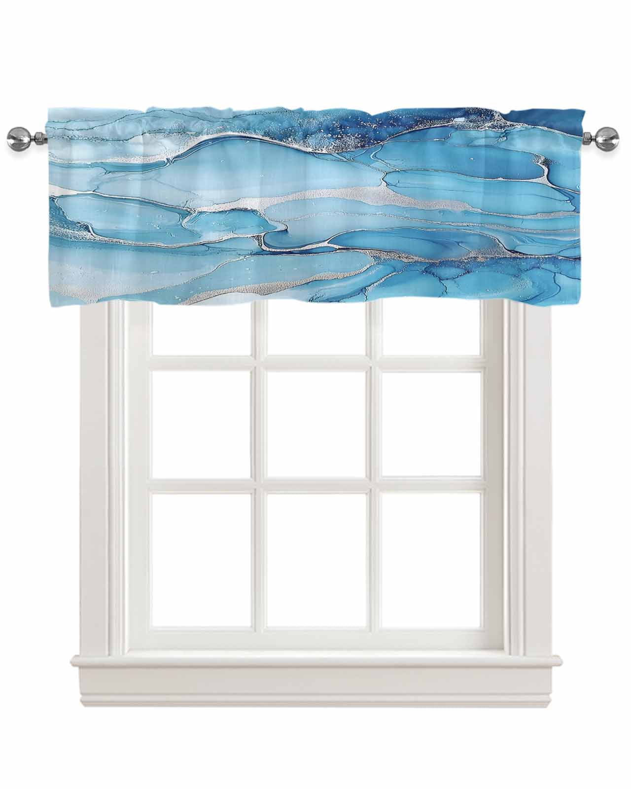Blue Marble Kitchen Valances for Windows Farmhouse Linen Window Valance ...
