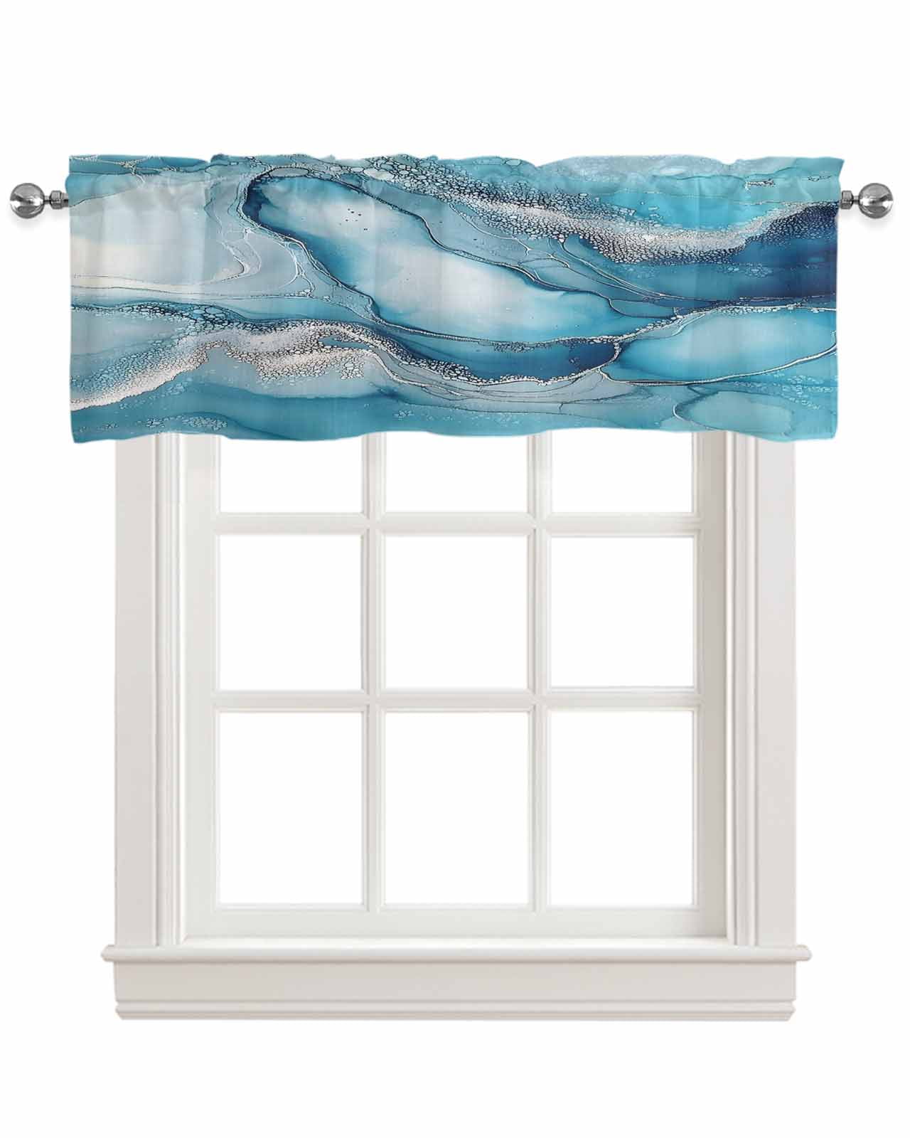 Blue Marble Kitchen Valances for Windows Farmhouse Linen Window Valance ...