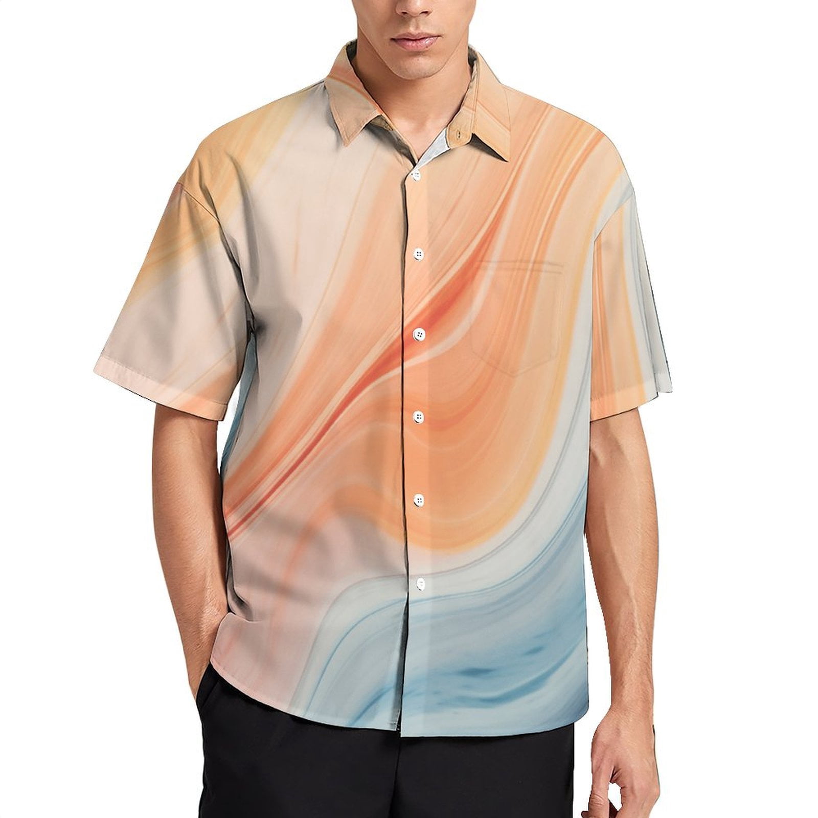 Blue Marble Men's Shirt Short Sleeves Printed Button Down Summer Shirts ...