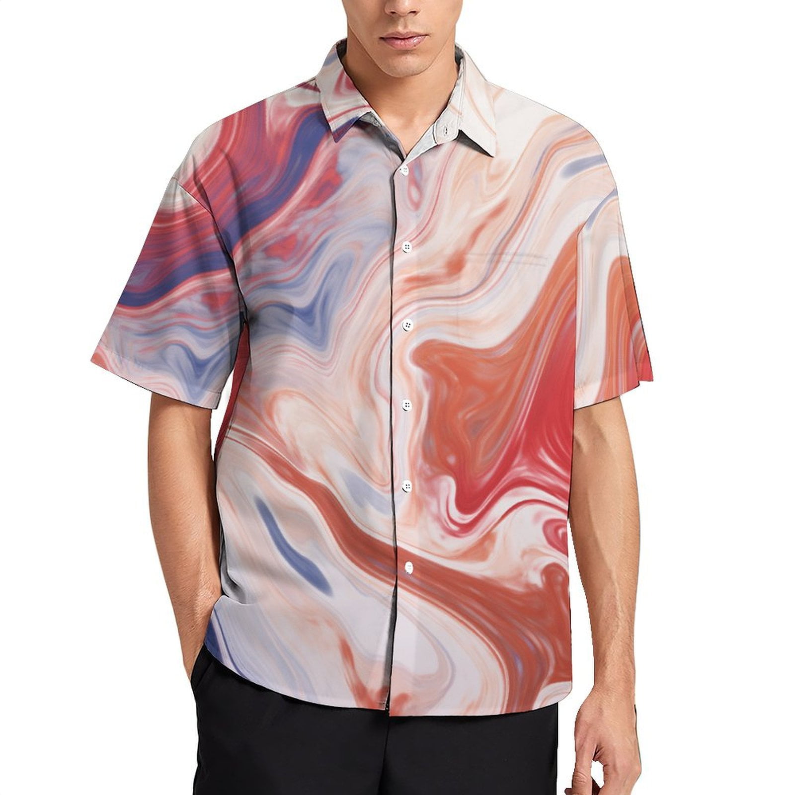 Blue Marble Men's Shirts Short Sleeve Casual Shirts Button Down Shirt ...