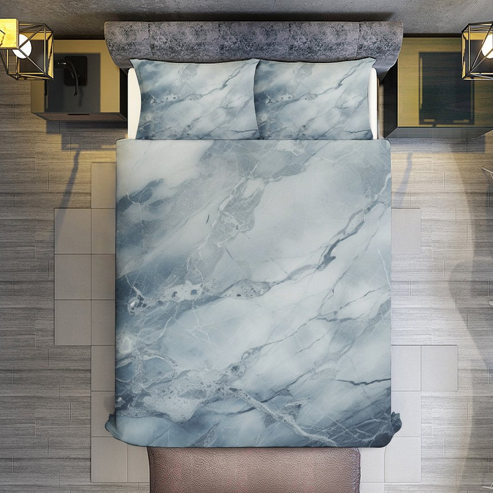 Blue Marble Modern Luxury, Quilt Cover Set Fashionable Printed Bedding ...