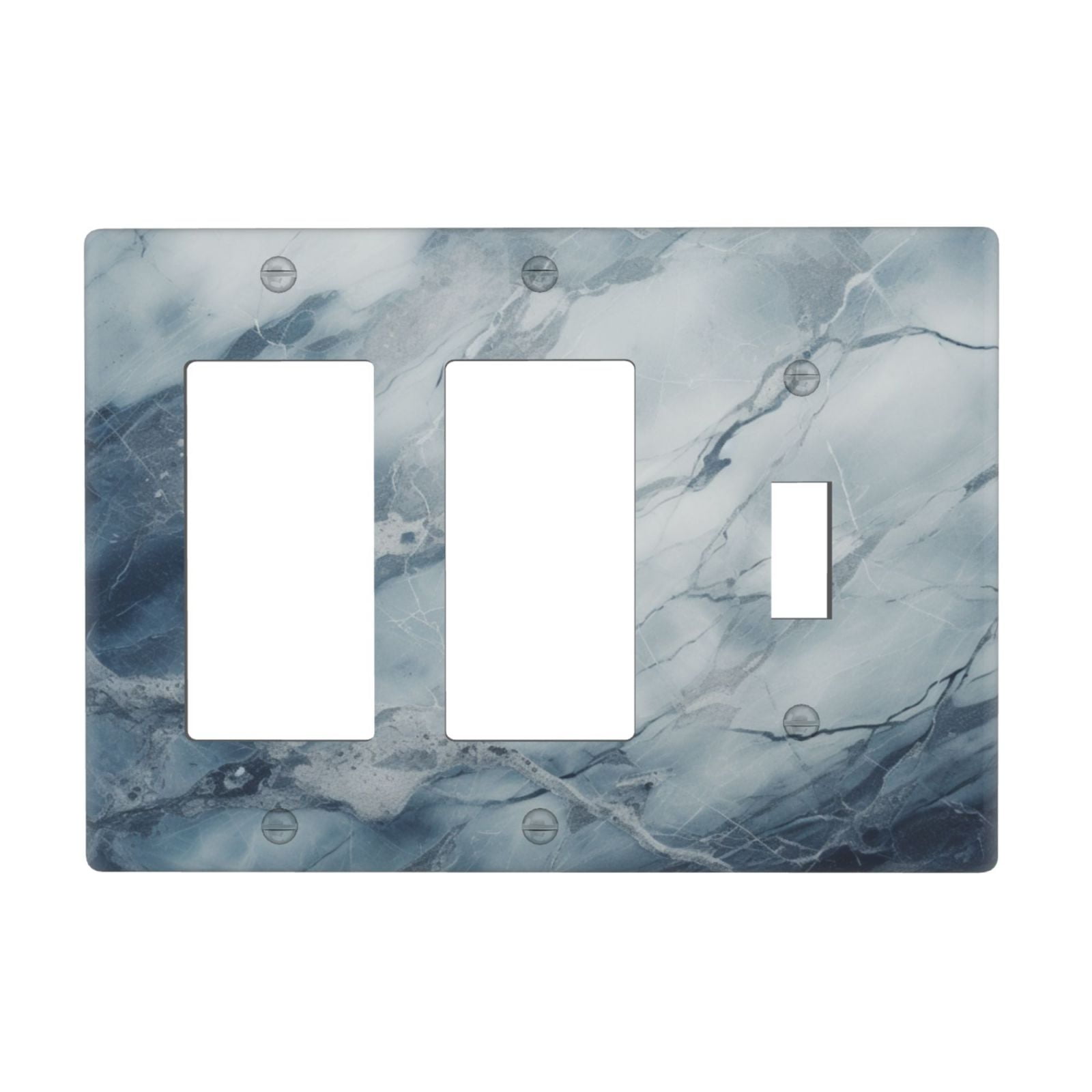 Blue Marble Modern Luxury Switch Cover Decorative Wall Plate 3-Gang 2 ...