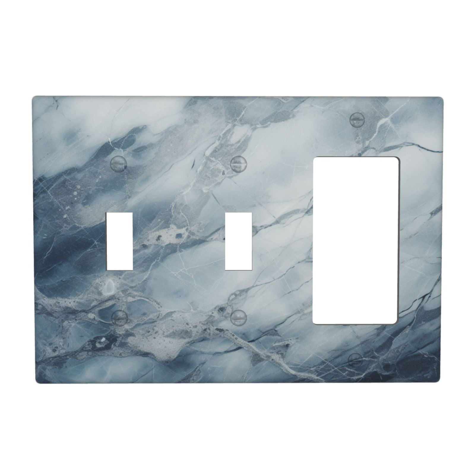 Blue Marble Modern Luxury Switch Cover Decorative Wall Plate 3-Gang 2 ...