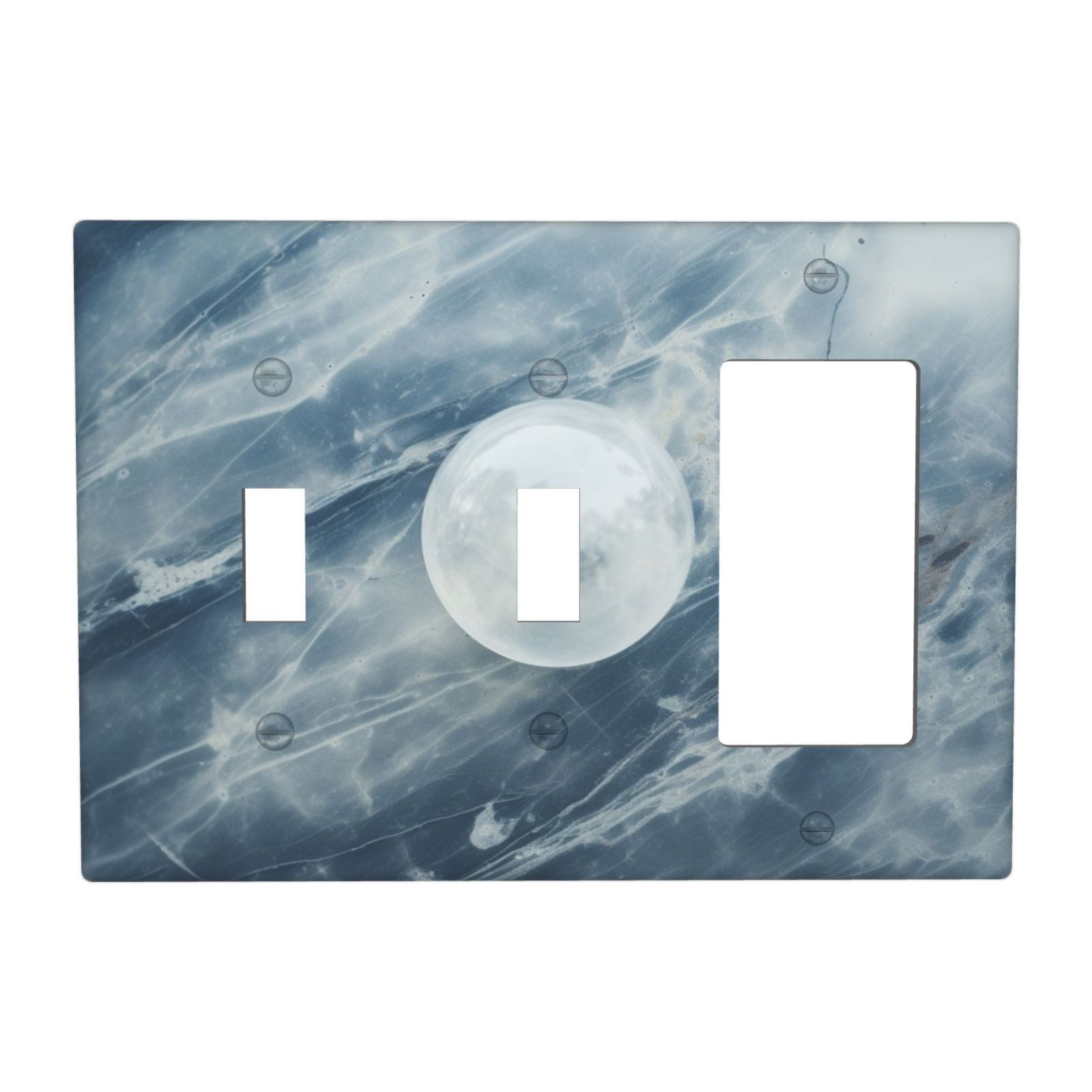 Blue Marble Modern Luxury Switch Cover Decorative Wall Plate 3-Gang 2 ...
