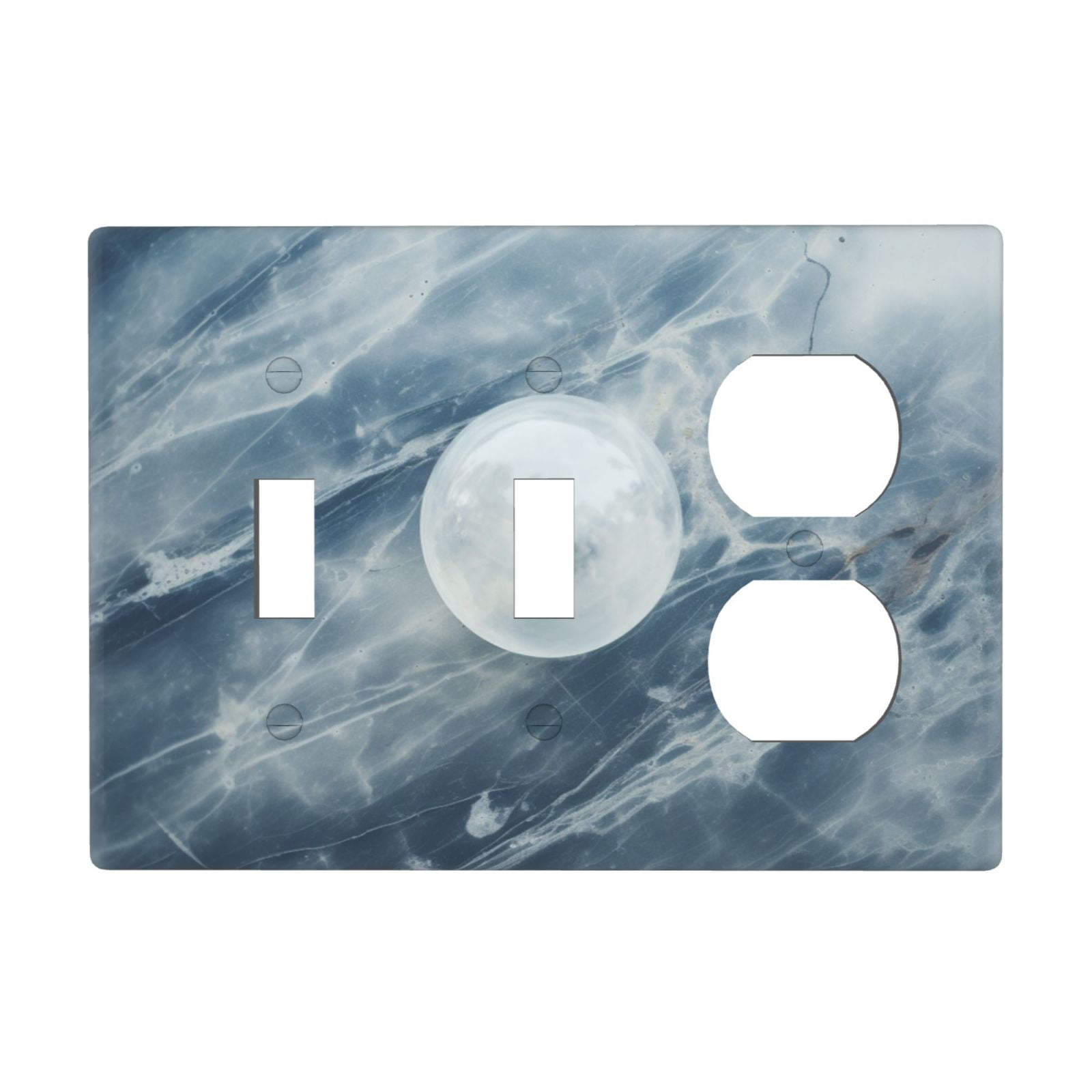 Blue Marble Modern Luxury Switch Cover Decorative Wall Plate 3-Gang 2 ...