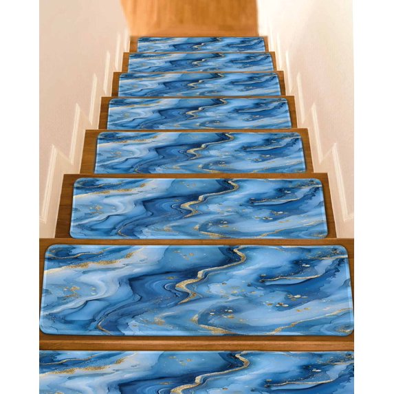 Blue Marble Non-Slip Stair Treads for Wooden Steps, 10 Pack-8x30in ...