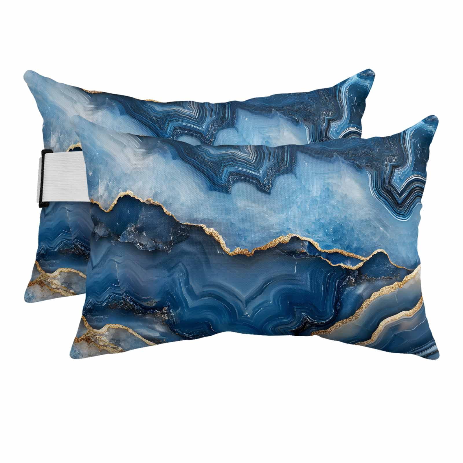 Blue Marble Outdoor Chaise Lounge Head Pillow with Insert,Contemporary ...