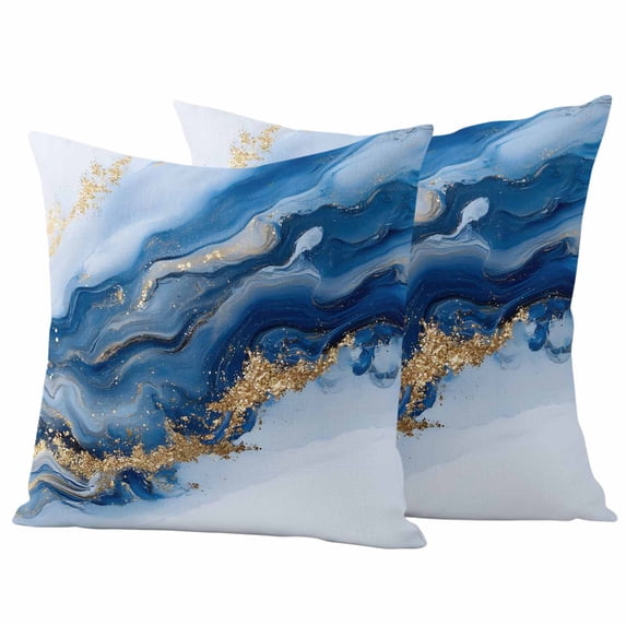 Blue Marble Outdoor Pillow Covers 24"x24" Set of 2, Waterproof Throw ...