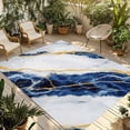 Blue Marble Outdoor Rug, Abstract Retro Non-Slip Area Rugs Carpet ...