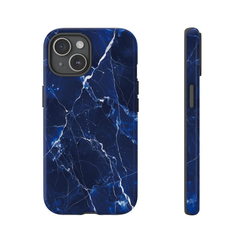 Blue Marble Pattern Phone Case – Stylish Tough Cover iPhone 11–17 ...
