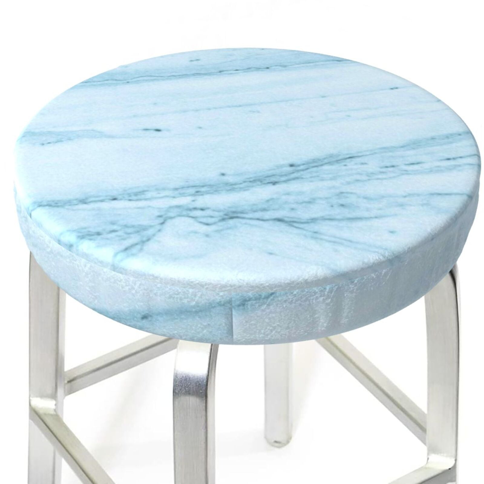Blue Marble Round Bar Stool Covers, Soft Velvet Bar Stool Seat Covers ...