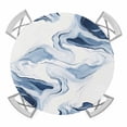 Blue Marble Round Fitted Tablecloth with Elastic Edge, Modern Abstract ...