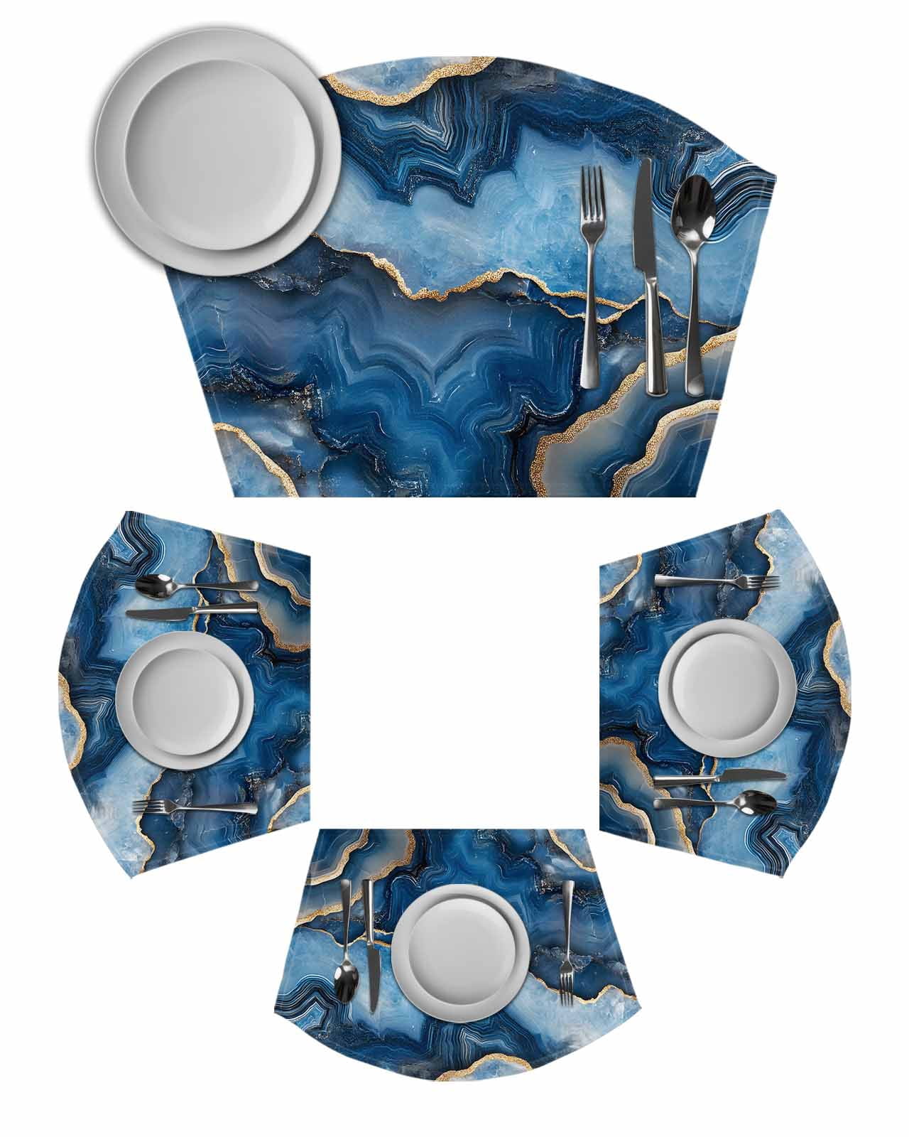 Blue Marble Round Table Placemats Set of 6 Wedge Placemats ...