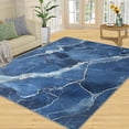 Blue Marble Rug, Modern Abstract Area Rugs for Living Room, Luxury ...