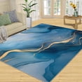 Blue Marble Rugs for Living Room, Modern Marble Rug, Light Luxury Gold ...