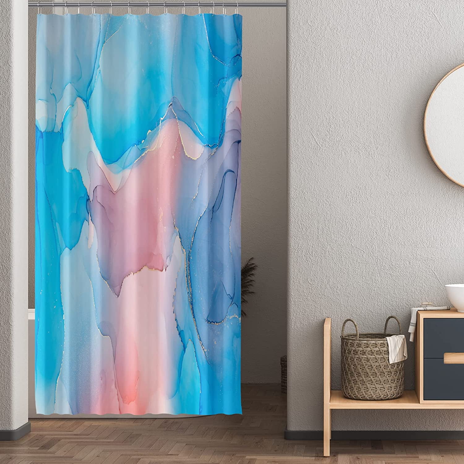 Blue Marble Shower Curtain Half Size 36x72 Inch, Polyester Colourful ...