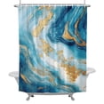 Blue Marble Shower Curtain, Luxury Yellow Modern Ink Painting Art ...