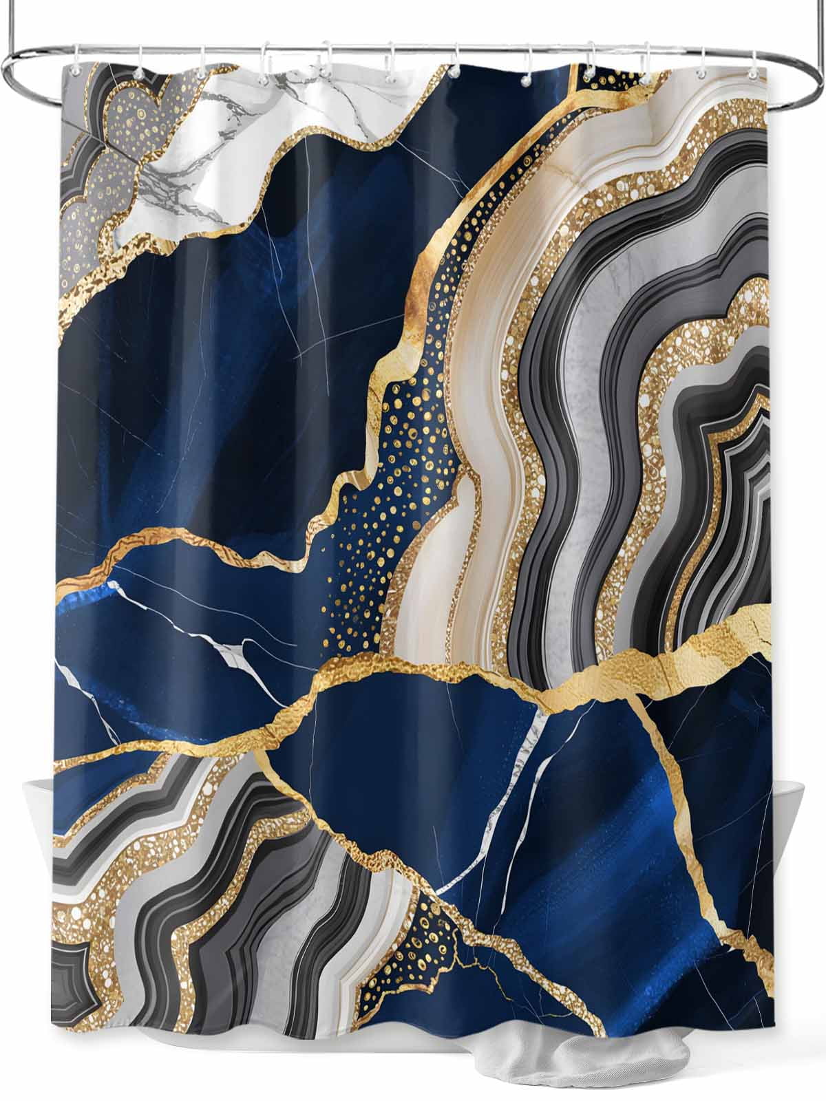 Blue Marble Shower Curtain Set with Hook Washable Cloth Polyester Fabric Shower+Curtain,Grey ...