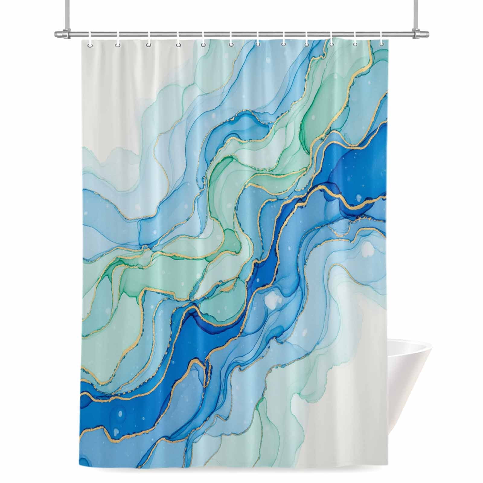 Blue Marble Shower Curtains for Bathroom, Modern Abstract Art ...