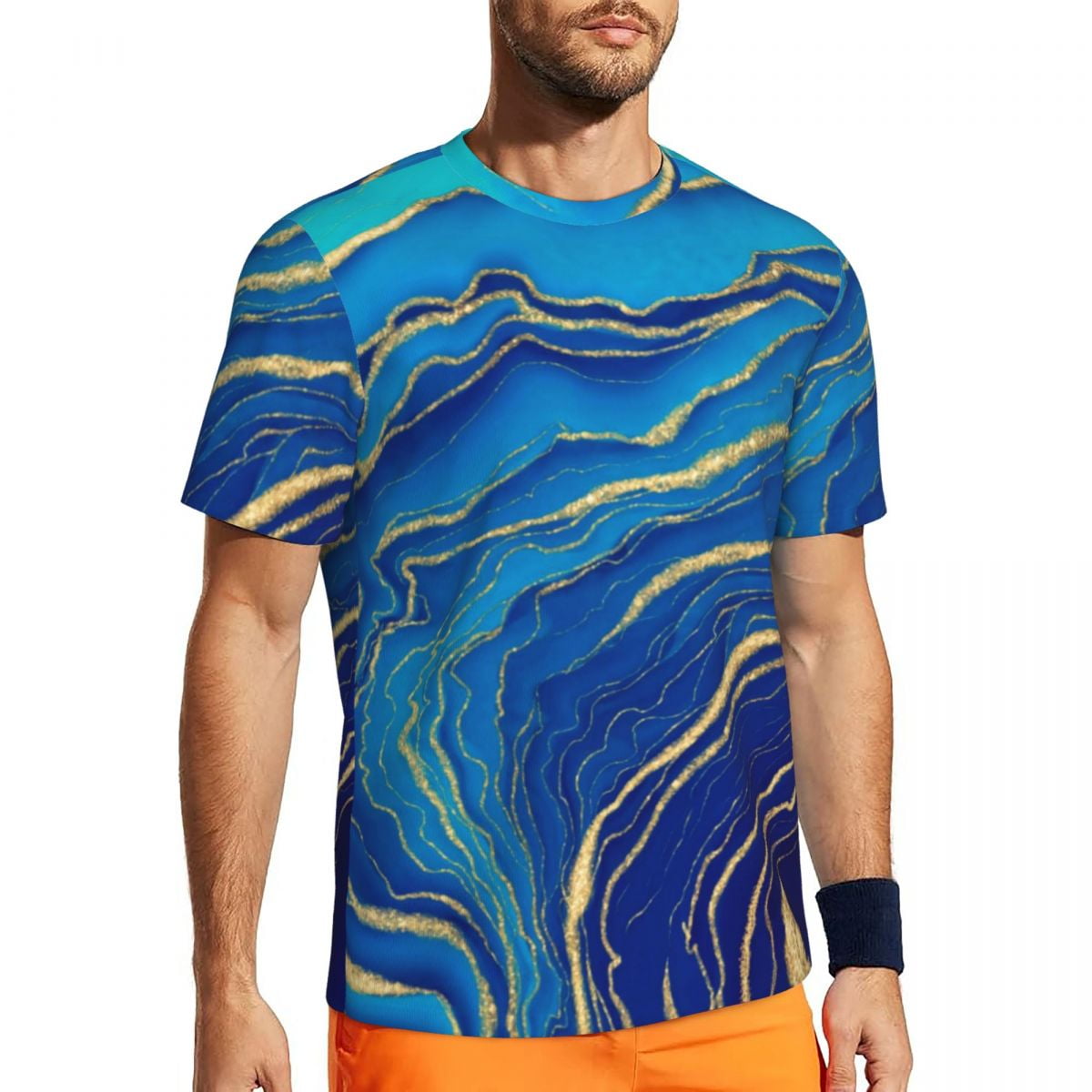 Blue Marble Sports T-Shirt Beach Abstract Print Retro T Shirts Popular ...