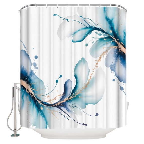 Blue Marble Stone Bathroom Shower Curtains with 12 Hooks Waterproof ...