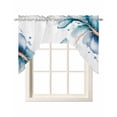 Blue Marble Stone Kitchen Swag Valances for Windows, White Ink Splash ...