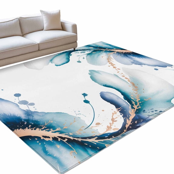 Blue Marble Stone Washable Rug 2.7x5 Area Rug for Living Room Bedroom ...