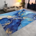 Blue Marble Striped Area Rug, Modern Abstract Texture Pattern Carpet ...