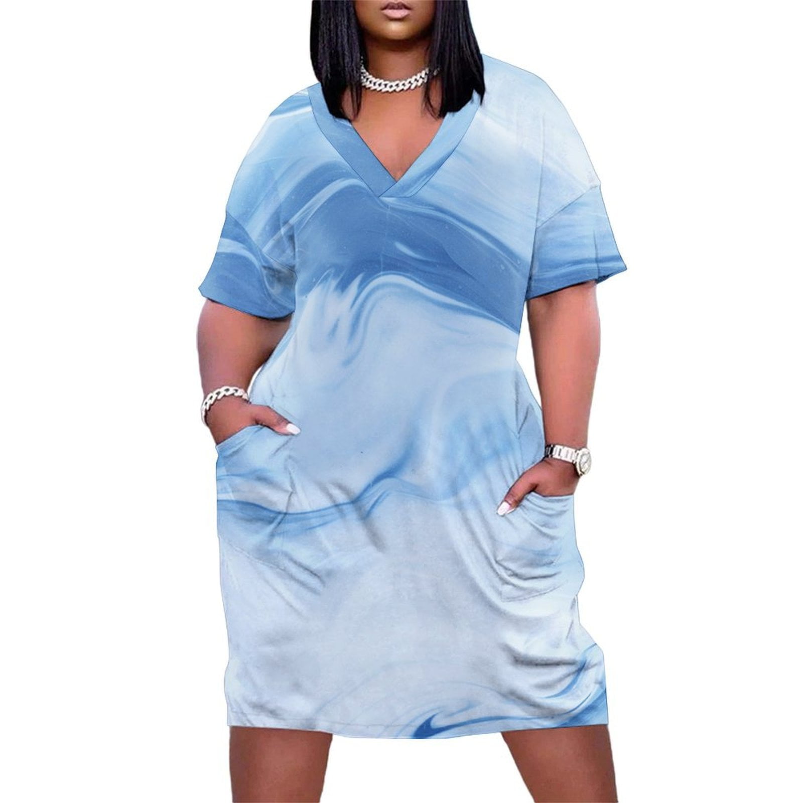 Blue Marble Summer Dresses for Women Beach Boho - Walmart.com